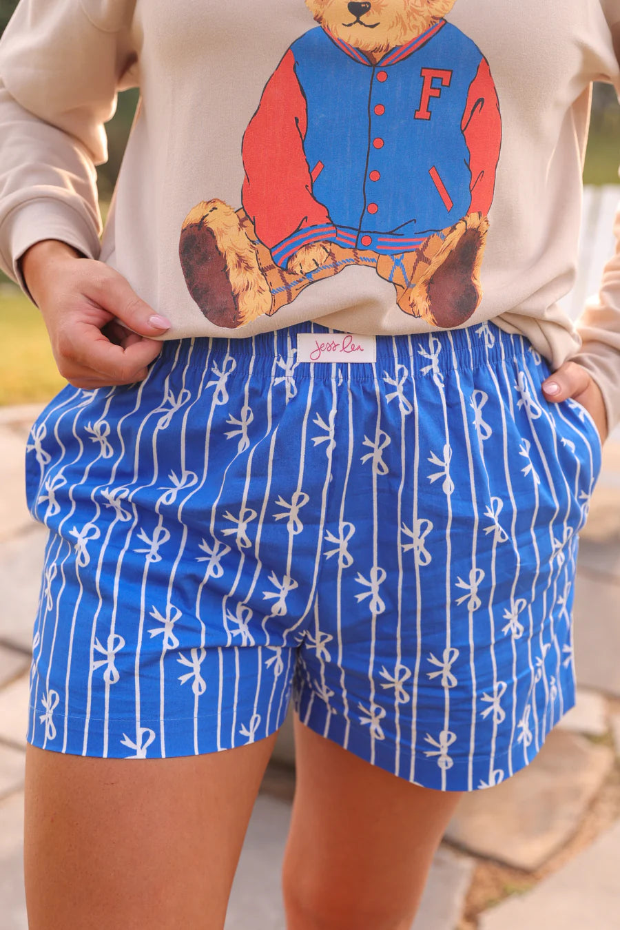 PREORDER Victory Bow Boxer Shorts - Blue & White
