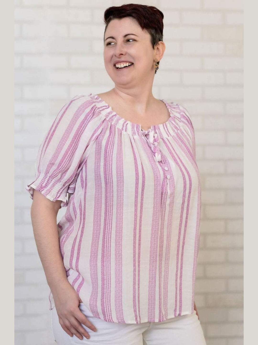 Pink Striped Top - Curvy - Lolo Viv Boutique