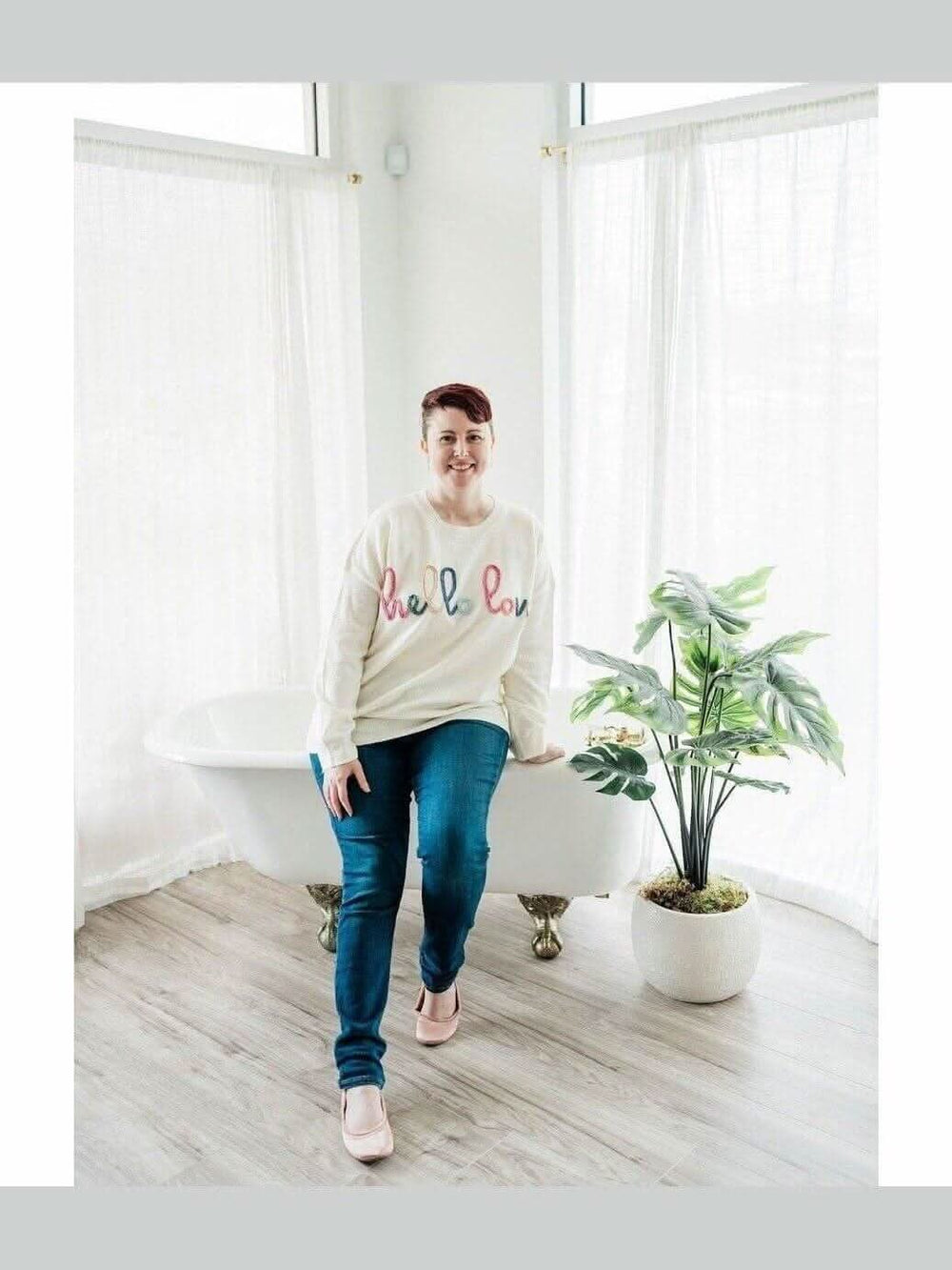 Curvy Hello Love Pullover Sweater